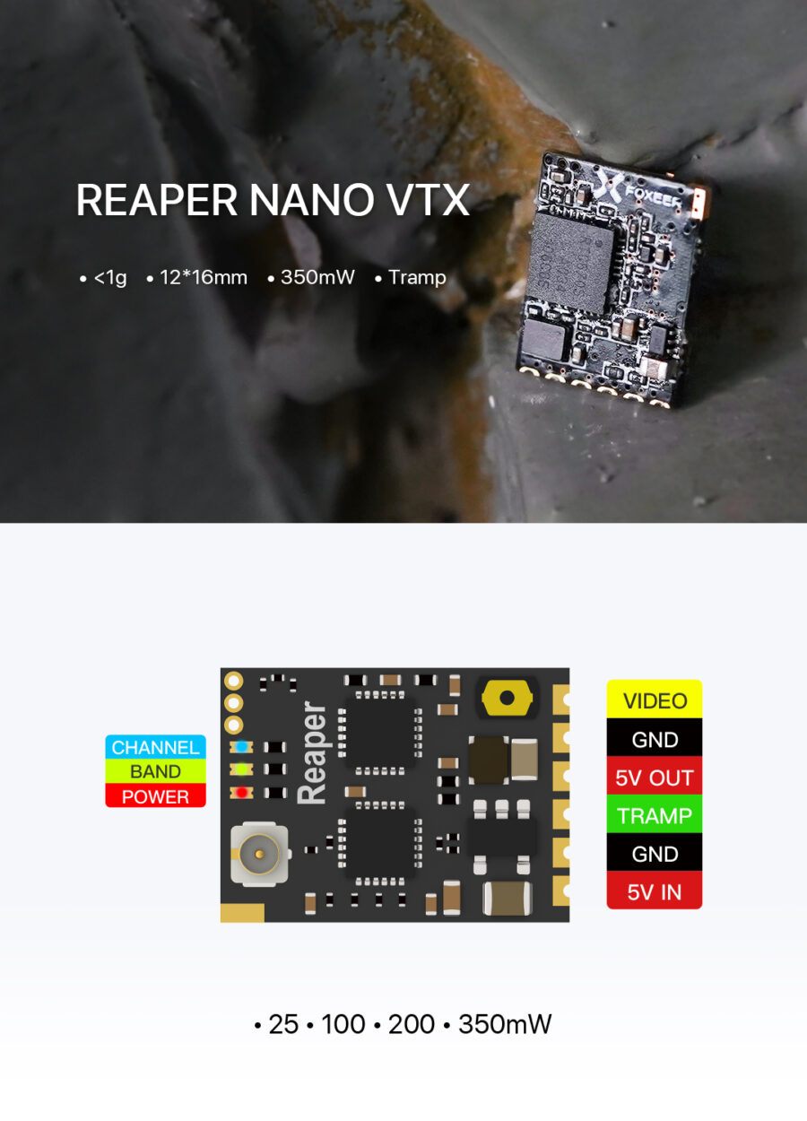 Foxeer Reaper Nano 5.8G 40CH 350mW 1g Tramp VTx – LethalFPV